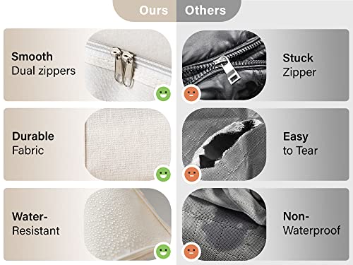 StorageWorks 135L Large Storage Bags, Storage Containers for Clothes, Blanket Storage Bags with Dual Zipper, Clear Window Storage Bins, Beige, 2-Pack