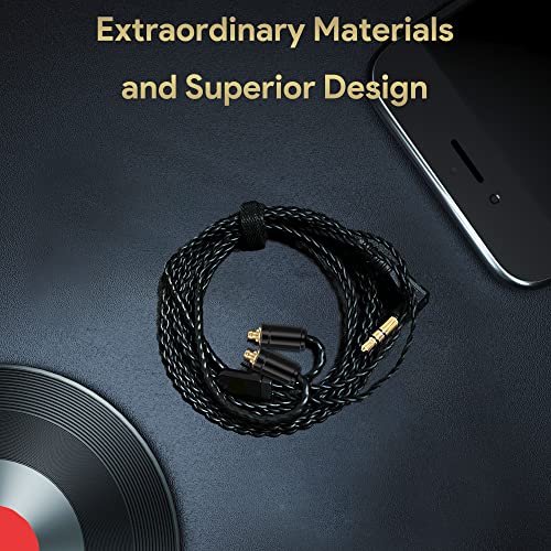 PALOVUE 3.5mm Audio Replacement Earbuds Cable Upgraded with CTIA, MMCX Earphone Cable with Mic, 180 Core 7N Tinsel Silver Copper Extension Wire Cable with Android/iOS
