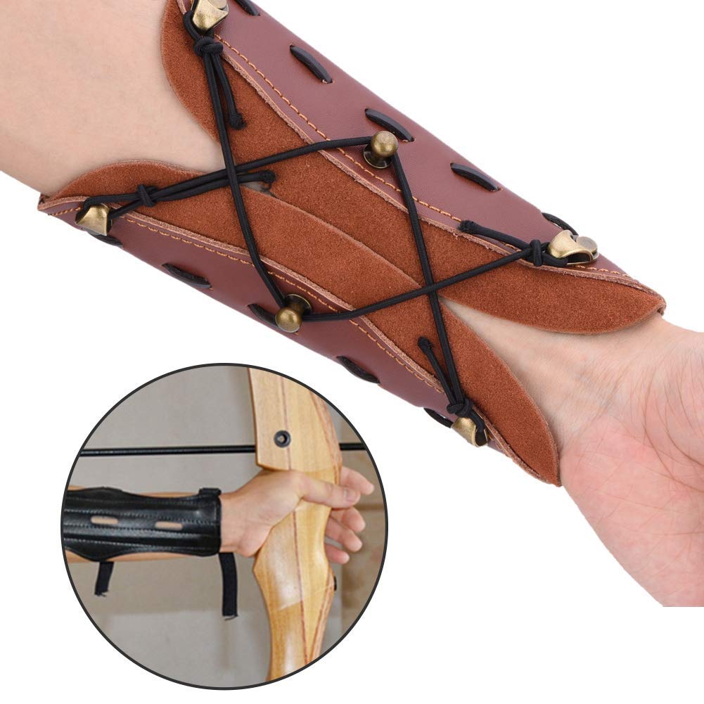 Hoseten Archery Armguard, Arm Guards for Archery Leather Bracers Leather Arm Guards, for Adolescent for Children Protective Gear