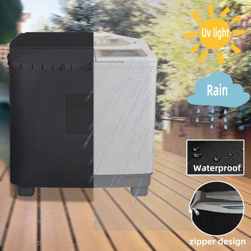 Vibiubo Twin Tub Washing Machine Cover for 28lbs Portable Mini Compact Washer Machine,Waterproof, Sun-Proof, Extend their Service Life, Zipper Design for Easy Use (28"W×17"D×32"H)