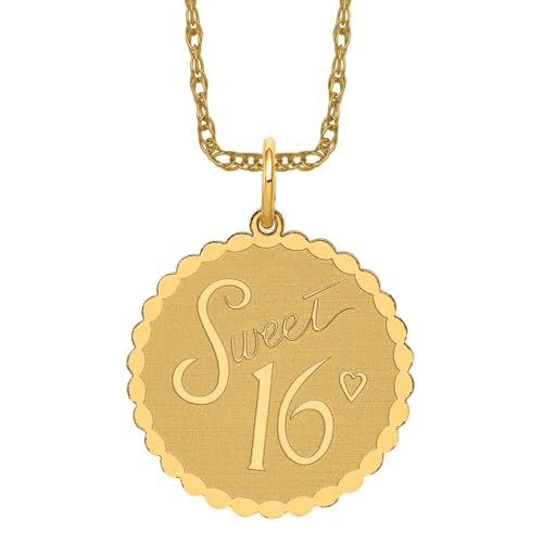 IceCarats 14K Yellow Gold Sweet 16 Disc Necklace Charm Pendant Only