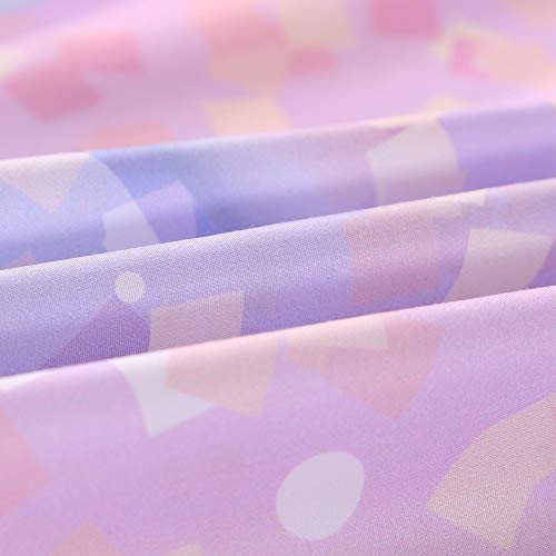 KINBEDY Duvet Cover Set Twin Size for Kids Girls Women with Colorful Geometric Fish Scale Pattern Mermaid Soft Microfiber Lightweight Bedding Sets