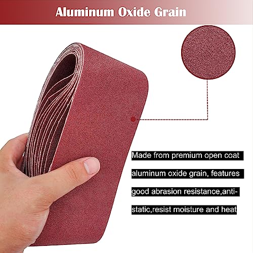 Sackorange 18 PCS 2-1/2 x 16 Inch Abrasive Sanding Belts - 3 Each of 60 80 120 150 240 400 Grit Aluminum Oxide Clothed Backing Sander Belts For Sanding Wood-Working,Metal and Paint (2.5" x 16")