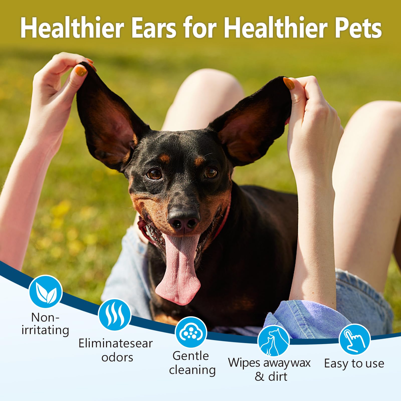 Tzqpokut Dog Ear Cleaner Wipes - Otic Cleanser for Dogs (49)