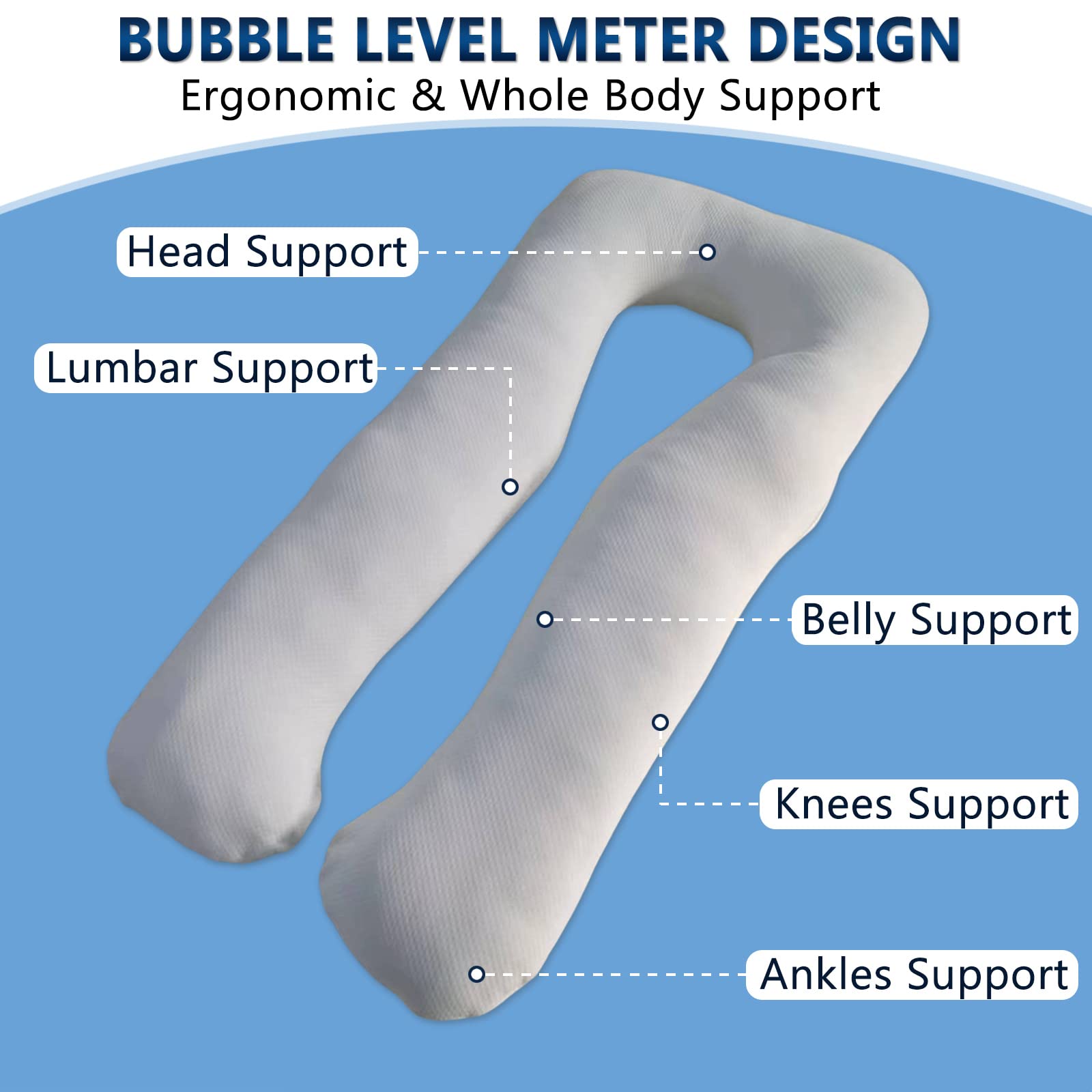 Rokiny Pregnancy Pillows, U-Shape Full Body Pillow and Maternity Pillow with Removable Cover - Support for Back, HIPS, Legs, Belly for Pregnant Women Sleeping (White)