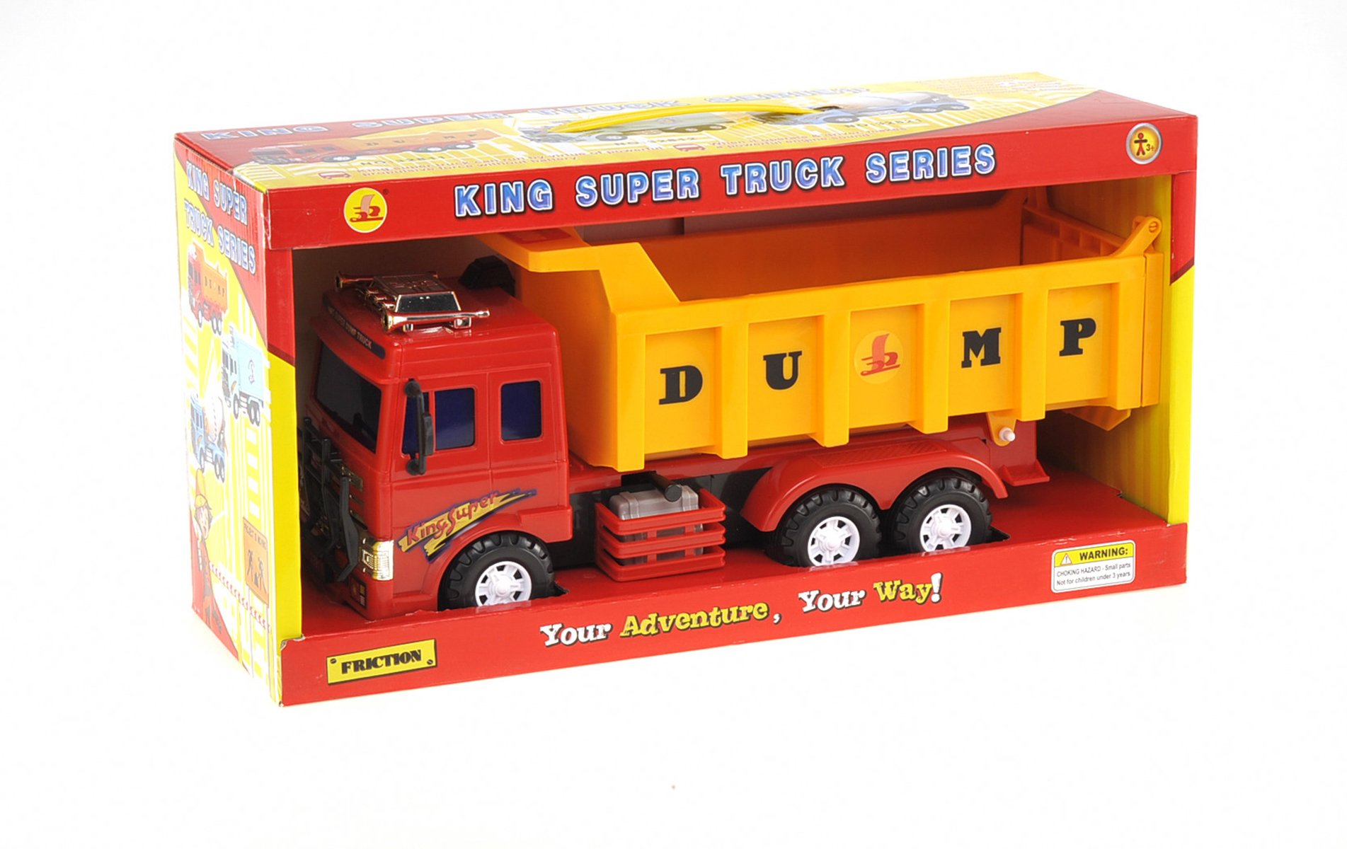 PowerTRC 15" Push & Go Dump Truck Toy | Realistic Friction Powered Dump Construction Truck for Kids Ages 3 Up