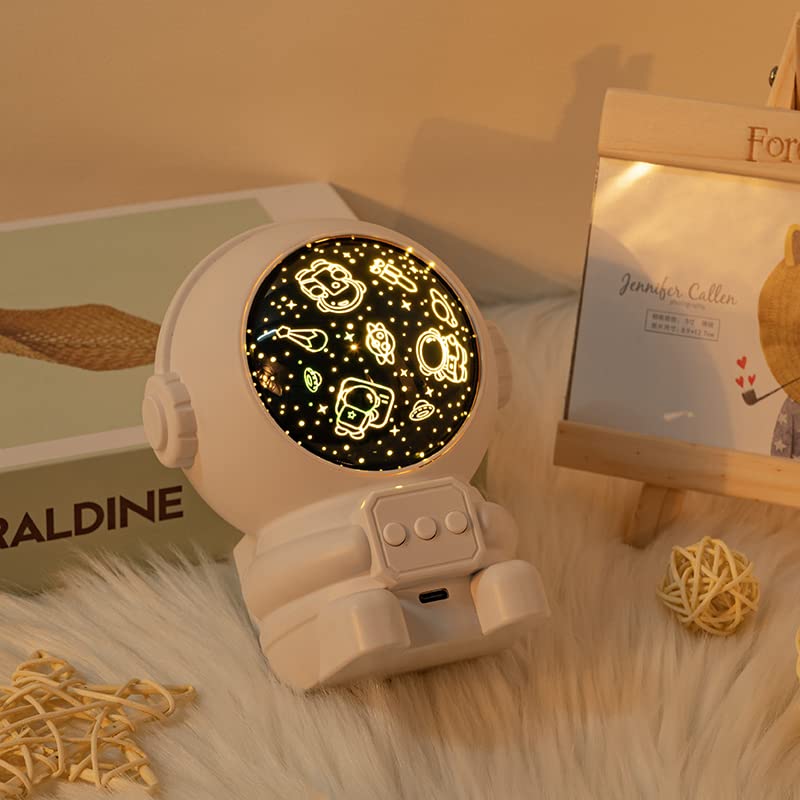 ROGBLIN Night Light Projector for Kids,Astronaut Night Light for Kids with 8 Projection Films, 360 Degree Rotating - 4 Color Changing 9 Built-in Songs Kids Night Light