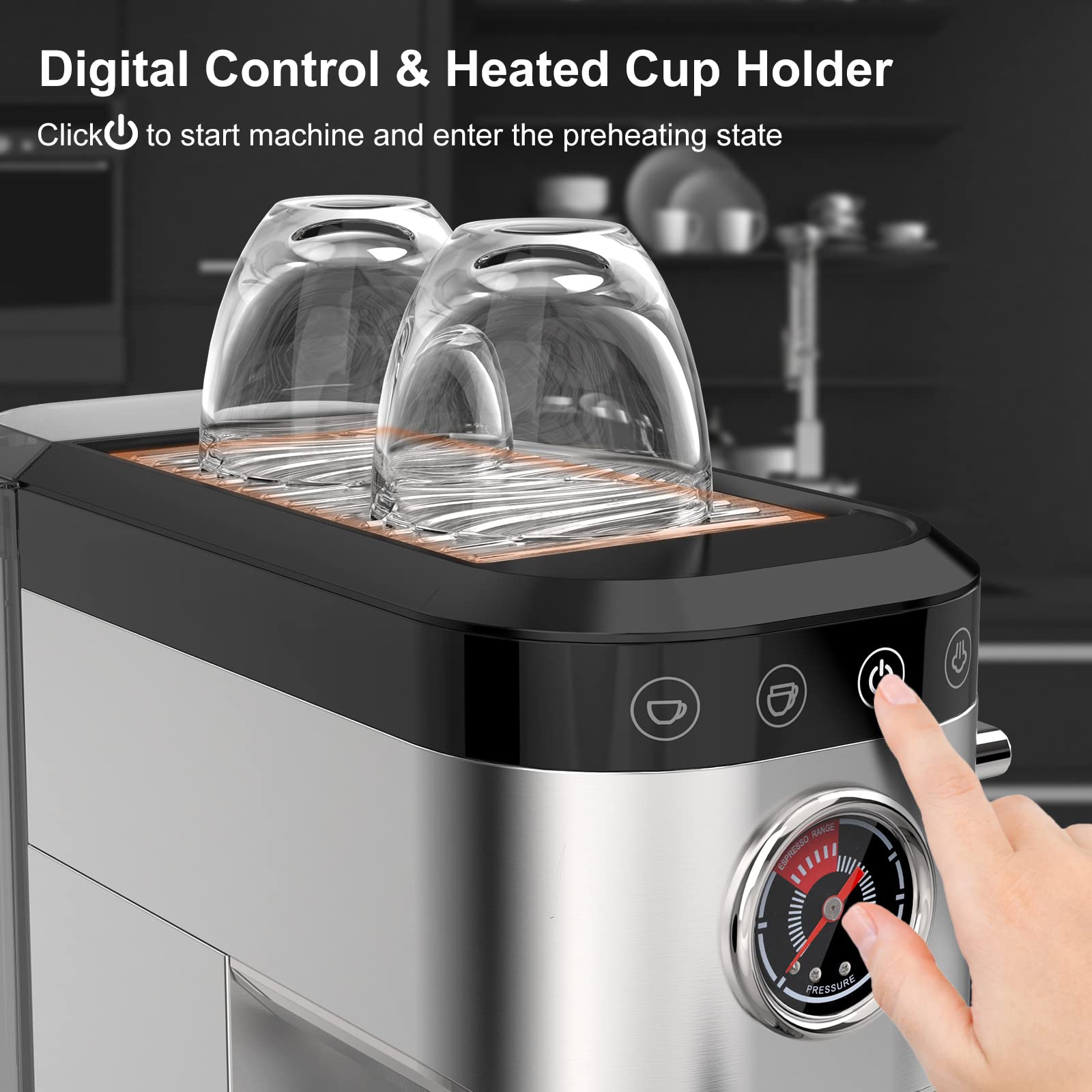 IAHAUCH Espresso Machine 20 Bar, Professional Espresso Maker with Milk Frother Steam Wand, Compact Coffee Machine with 37oz Removable Water Tank