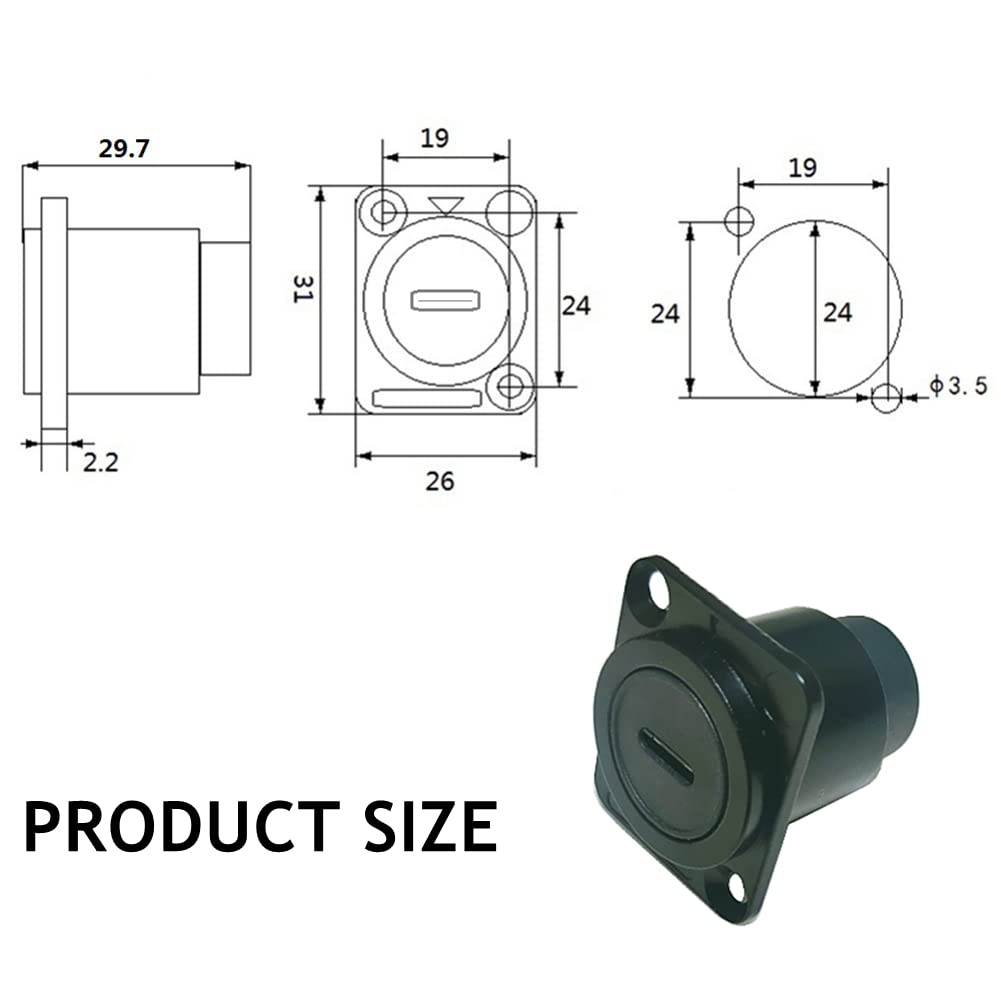 PENGLIN 5PCS USB 3.1 Type C Panel Mount Coupler, USB C Pass Through Connector, Female to Female Bulkhead Extension Adapter