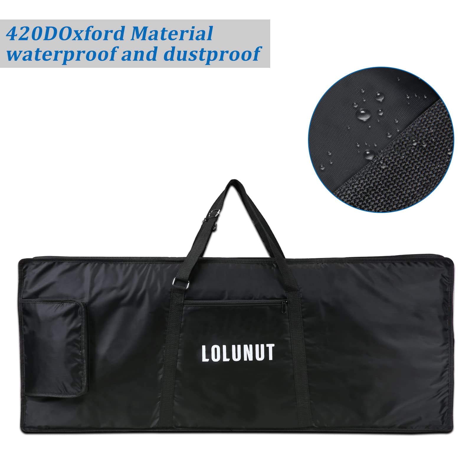 LOLUNUT 61 Key Keyboard Bag Thickened Waterproof Electronic Piano Cover Case for Electronic (Black)
