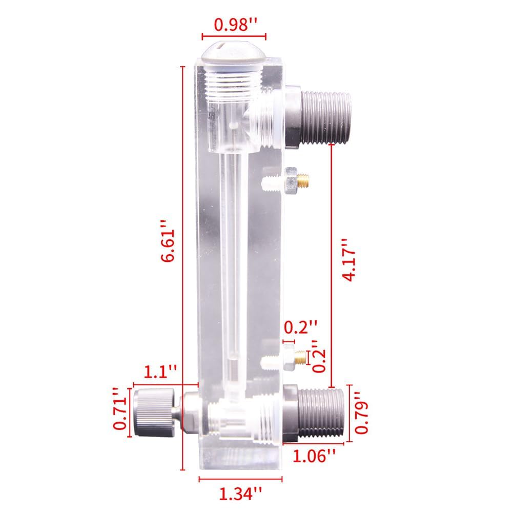 RUIAN 1/2" PT 0.05-0.5GPM 0.2-2LMP Water Liquid Flow Meter Flowmeter