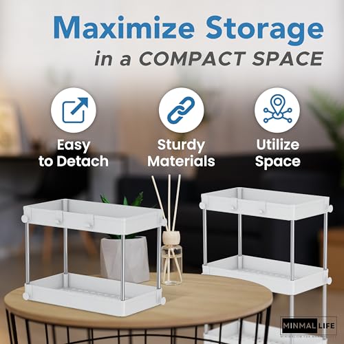 Minmallfe 4 Tier Rolling Cart with Wheels - Rolling Storage Cart as Snack Cart, Utility Cart, Bathroom Storage Shelf, Diaper Cart - Laundry Room Organization and Storage - Cart Organizer (Regular)