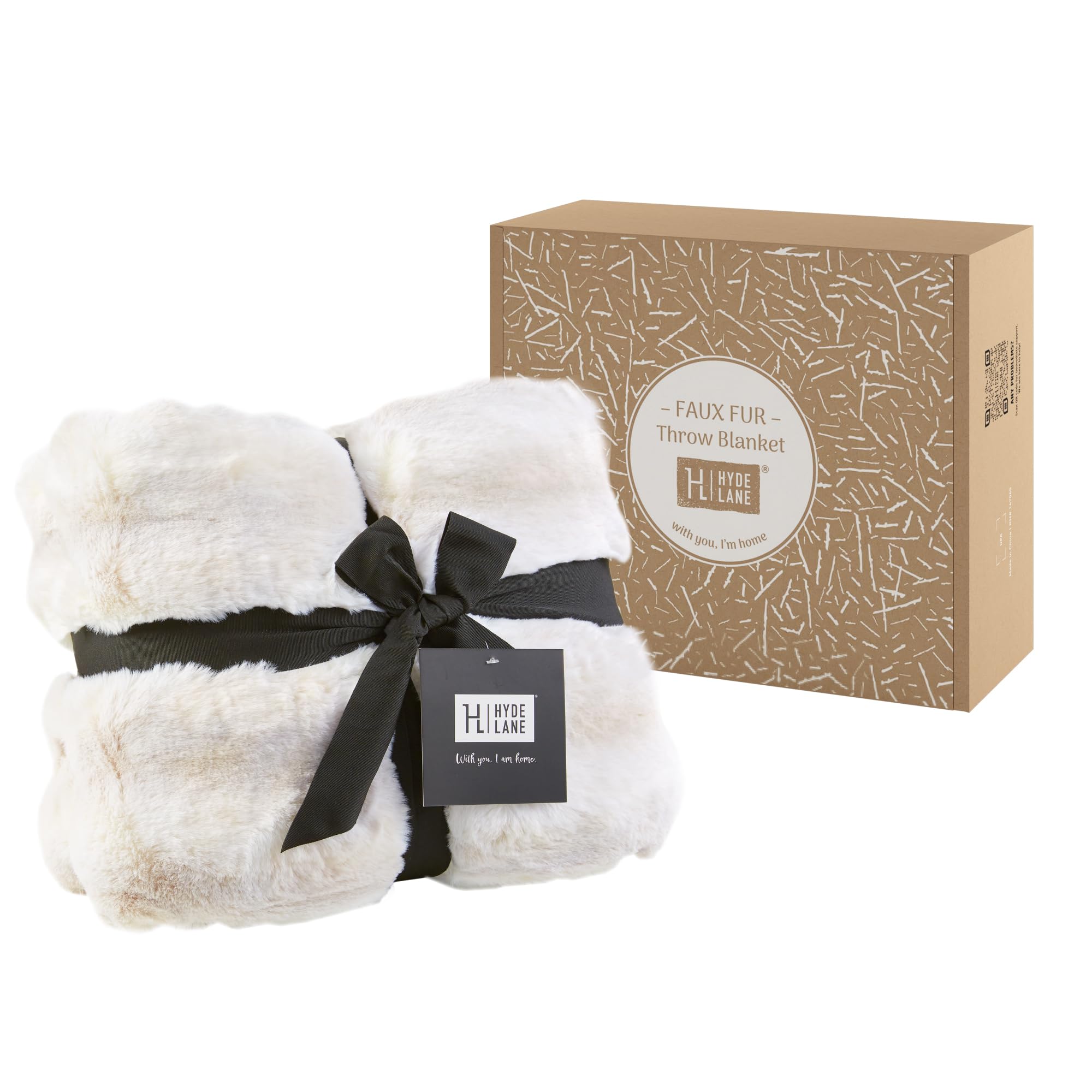 Hyde Lane Ultra Soft Plush Throw Blanket, Fuzzy Faux Rabbit Fur Throws, Luxury Cozy Fluffy Blankets for Sofa, Couch, Living Room Decor, Frost Fox, 50"x60"
