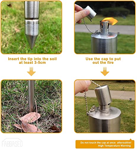 Oil Torch Lamp Torch for Patio/Garden/Lawn/Backyard - 55 inch - Stainless Steel - Fiber Glass Wick - Set of 4 Pieces-Outdoor Oil Lamp for Citronella