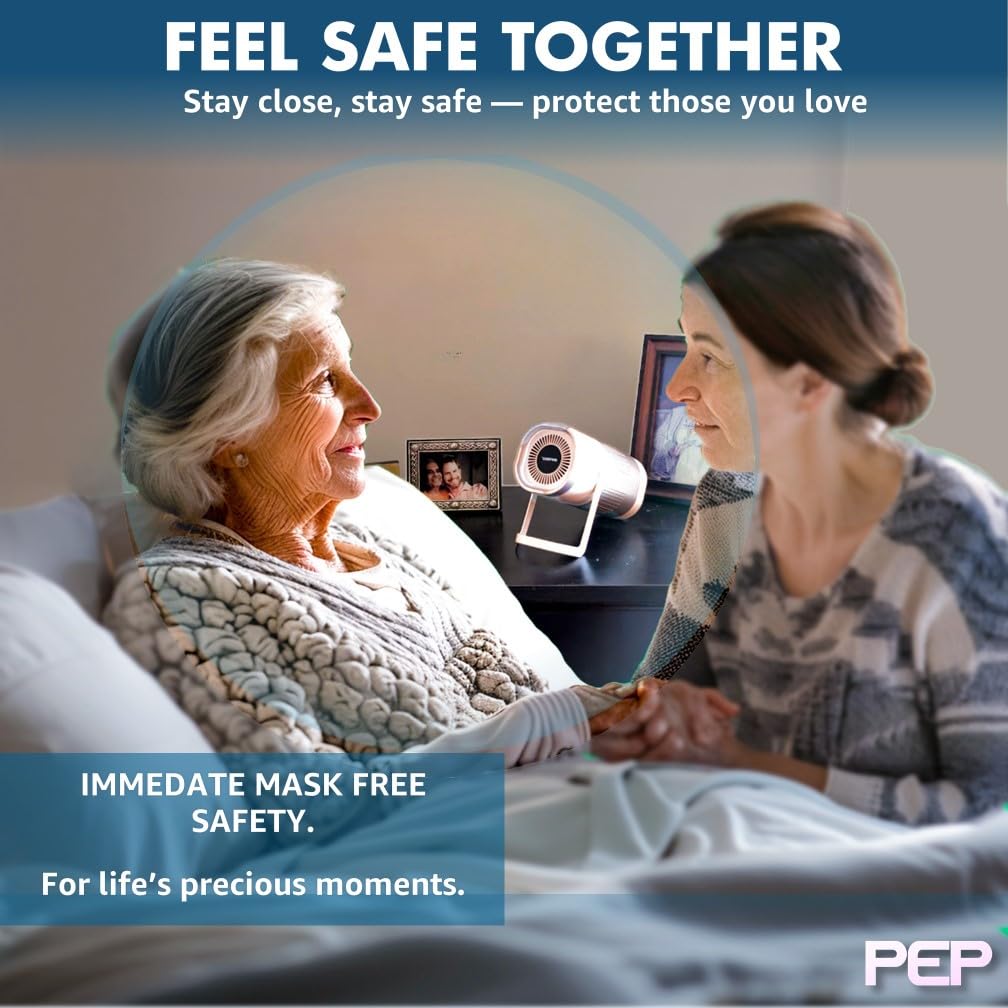 PEP UV Personal Air Purifier – Portable UVC Purifier for Personal Breath Disinfection – Mask-Free Protection for Work, Travel, or Socializing – Game-Changing Technology for Immediate, Safe Breathing