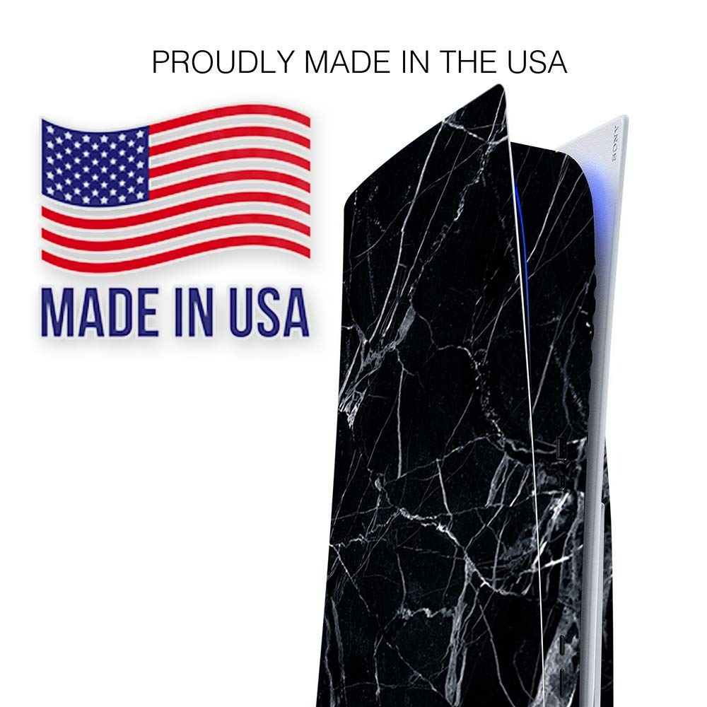 ITS A Skin Skins Compatible with Sony Playstation 5 Console Disc Edition - Protective Decal Overlay Stickers wrap Cover - Black Marble Granite White