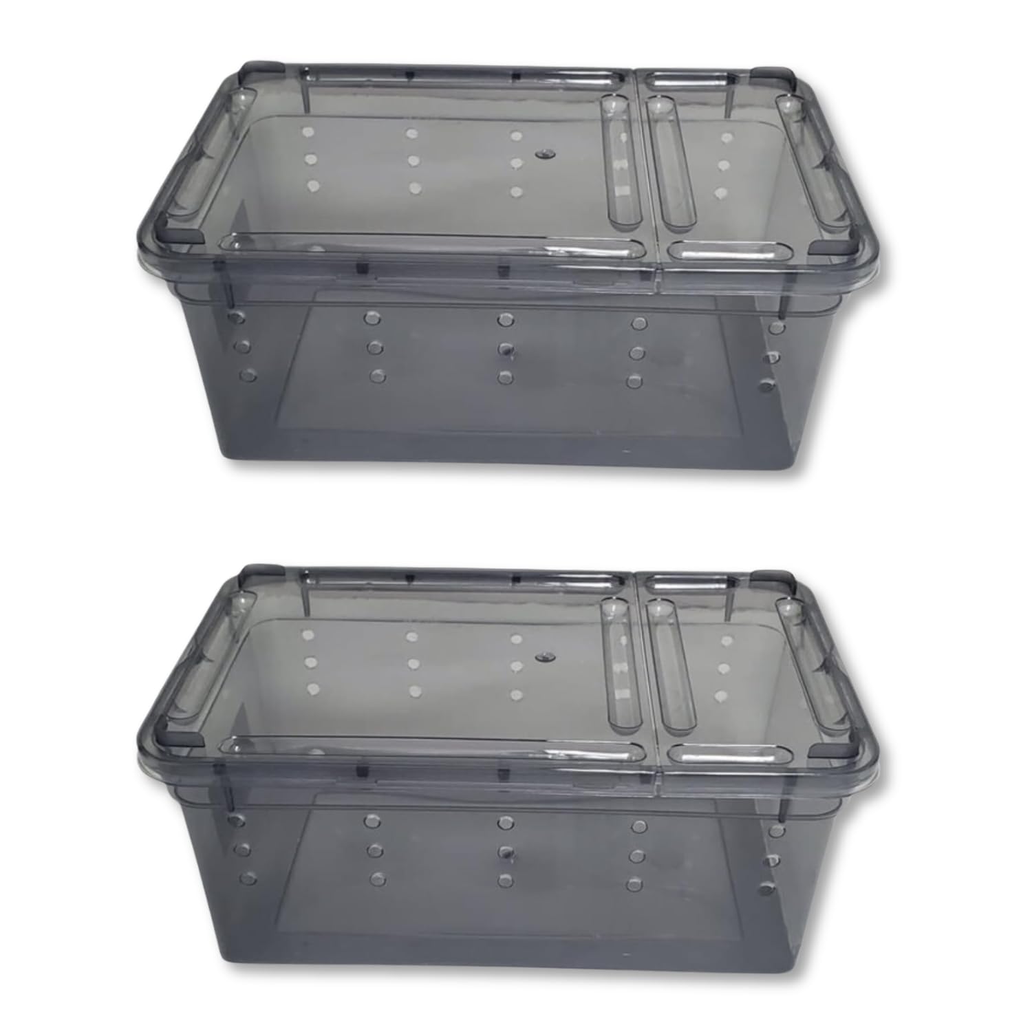 Jungle Bob - Black Plastic Reptile Terrarium - Easy Transport - Snake Feed Box - Enclosure for Arachnids, Invertebrates, Millipedes, & Beetles - Side Ventilated - Stackable - Small 7.5" x 5" x 3"