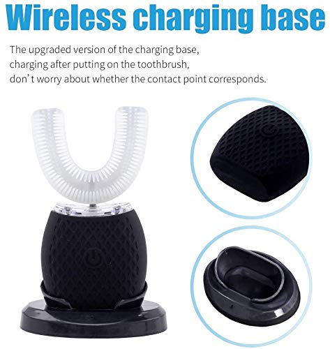 Rolg Ultrasonic Automatic Toothbrush,Ultrasonic Electric Toothbrush and 30'' Automatic Timer, 360 Toothbrush Wireless Charging Toothbrush Washable Travel Home Dual-use, Black
