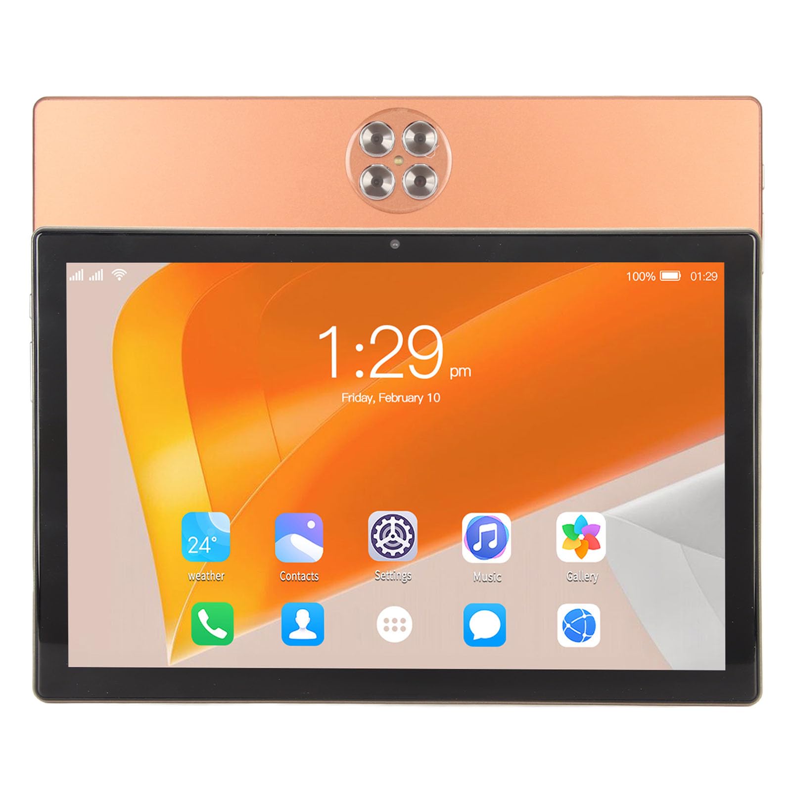 MAVIS LAVEN Digital Tablet, Dual Speakers Octa Core Orange 2 in 1 GPS Tablet for Studying for Game (US Plug)