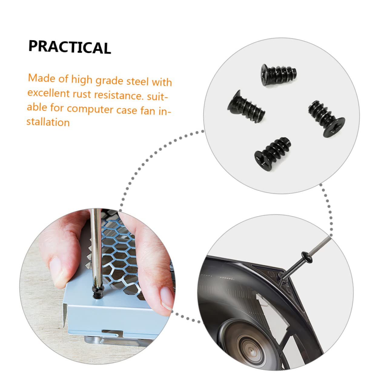 VILLCASE 2 Sets Chassis Fan Screws Steel Short Screw M5 Air