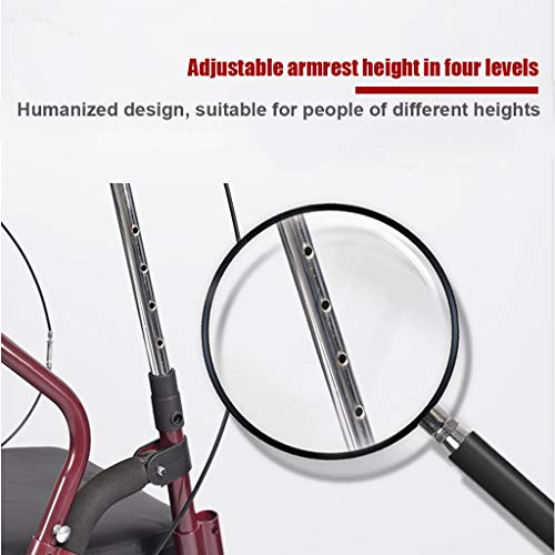 Rollator Wheelchair Hybrid, Rollators 4 Wheel with Seat Folding, Rollator with Seat and Basket, Rollator Walker for Elderly Foldable, 2 in 1 Rollator and Transit Chair, Red Rollator