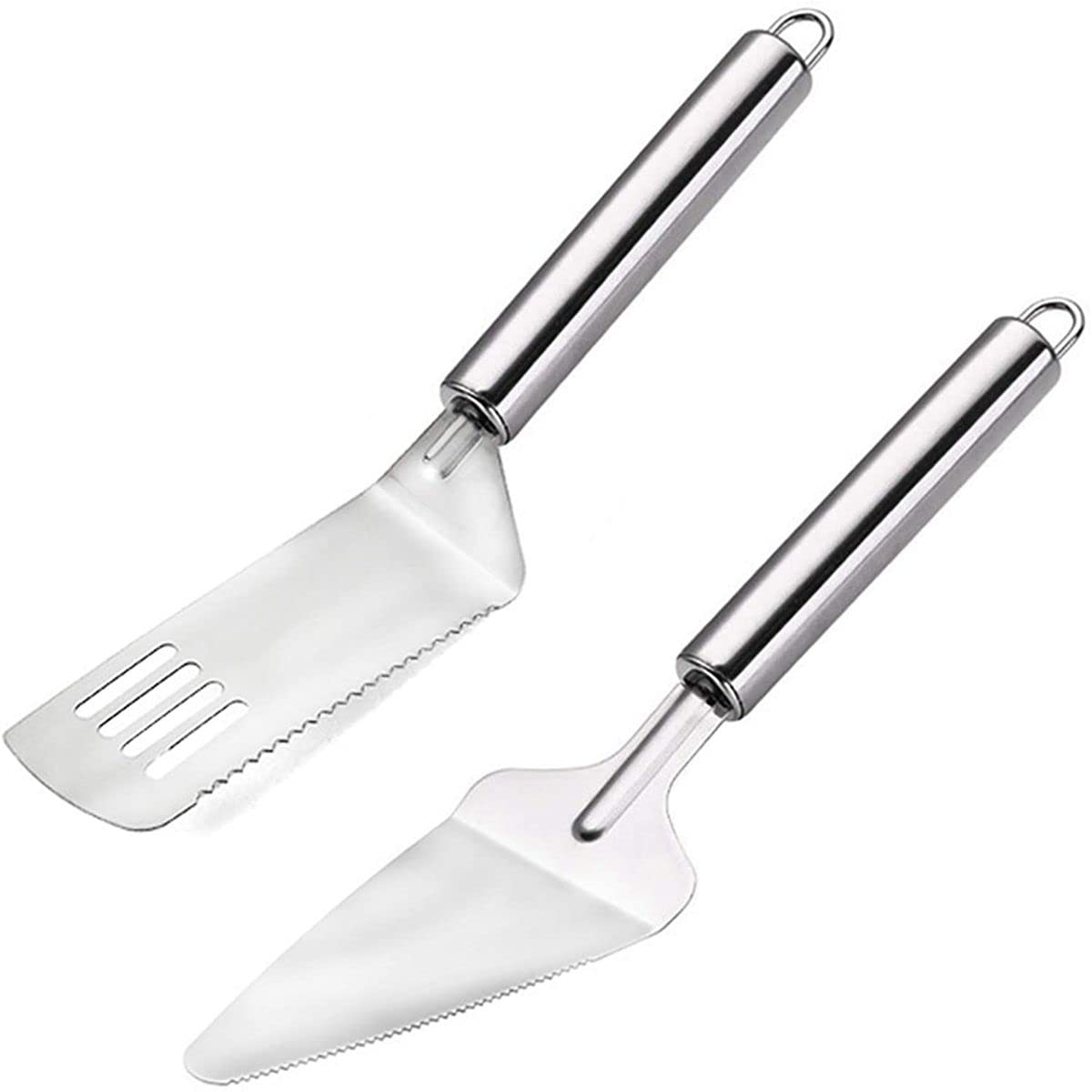 Serrated Spatula Cake Cake Tool Comfortable Handle Brownie Stainless Steel Slicer(2pcs)