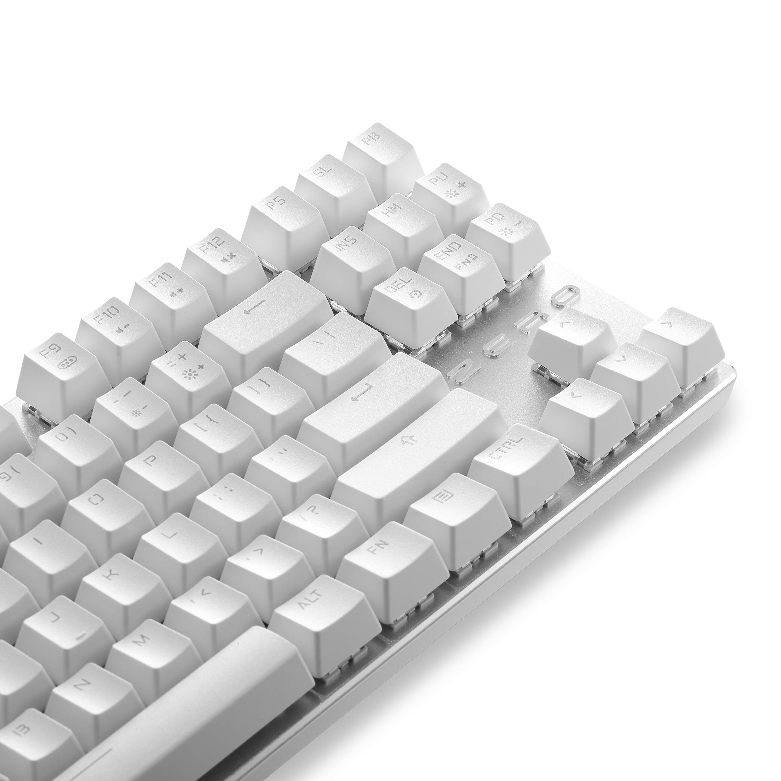 HiveNets 87 Keys Mechanical Gaming Keyboard US Layout Blue Switches Anti Ghosting with LED Breathing Backlit (White)