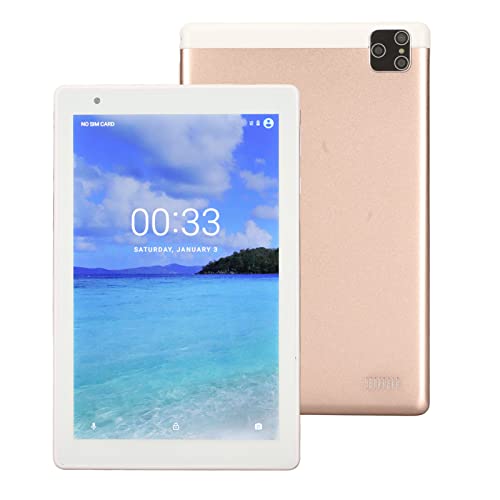 MAVIS LAVEN HD Tablet, 4GB RAM 64GB ROM HD Display 2MP Front 5MP Rear 2.4G 5G WiFi Calling Tablet Gold 100‑240V Dual Cards Dual Standby for Watching for Android 10 (US Plug)