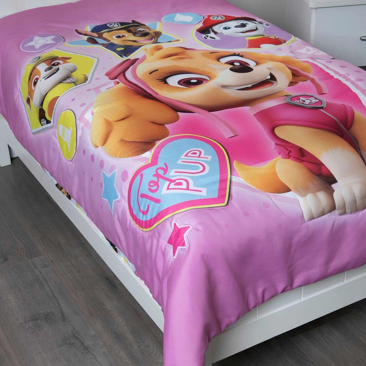 Paw Patrol Skye 4-Piece Toddler Bedding Set - Includes 42"x57"Quilted Comforter, 28" x 52" Fitted Sheet, Top Sheet, and Pillow Case