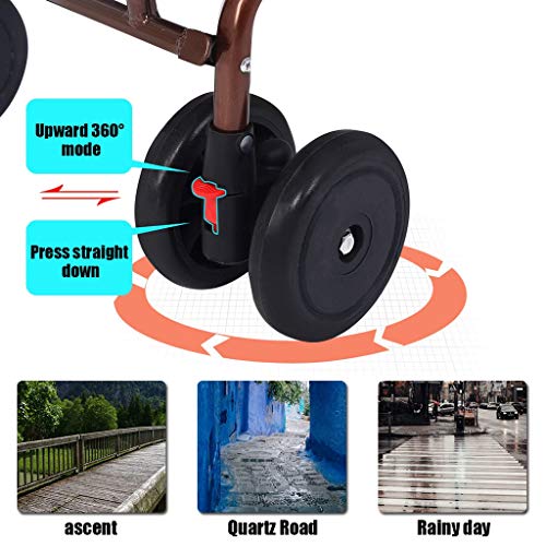 Rollator Walker Seniors and Adults Rolling Walker Foldable Mobility Walking Aid,Four-with Seat Walking Frame for The Elderly Shopping Pedal