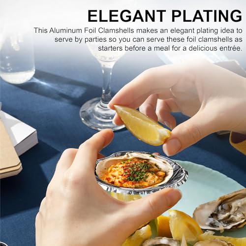 MT Products Aluminum Foil Clamshells - Pack of 50 Mini Pans for Baking Clam Shells - Disposable Pie Tins - Plate for Serving All Types of Clam Pies