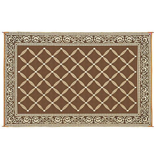 Stylish Camping 116097 6-feet by 9-feet Reversible Mat, Plastic Straw Rug, Large Floor Mat for Outdoors, RV, Patio, Backyard, Picnic, Beach, Camping (Brown/Beige)
