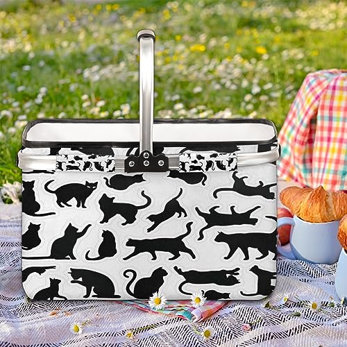 Tavisto Black Cats Versatile and Durable Reusable Grocery Tote Bag - Spacious and Foldable with Fun Print Designs - Perfect for Shopping, Picnics, and Storage