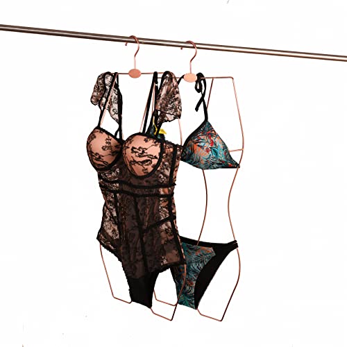 Rose Gold Full Body Shape Metal Wire Swimwear Swimsuit Display Hangers for Dress,Bikini,Lingerie Hangers (10 Pack ,Rose Gold)