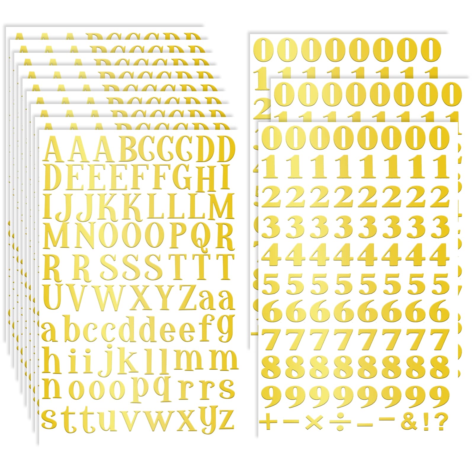 Prasacco 12 Sheets Gold Letter Stickers, Self Adhesive Alphabet Letter Stickers Small Alphabet and Number Stickers Grad Cap Craft Decorations for DIY Art Craft Graduation Cap Decoration