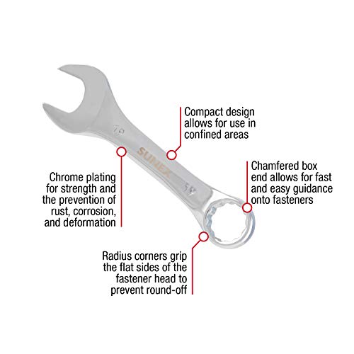 Sunex 9930M Metric Stubby Combination Wrench Set, 10-Piece