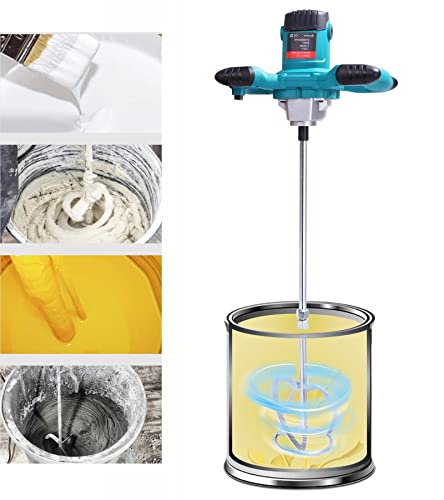 Portable Concrete Mixer 110V 2100W Electric Handheld 6 Gears for Thinset Cement Plaster Grout Paint Mud Mixing with 23.6" Stirring Rod (Blue)