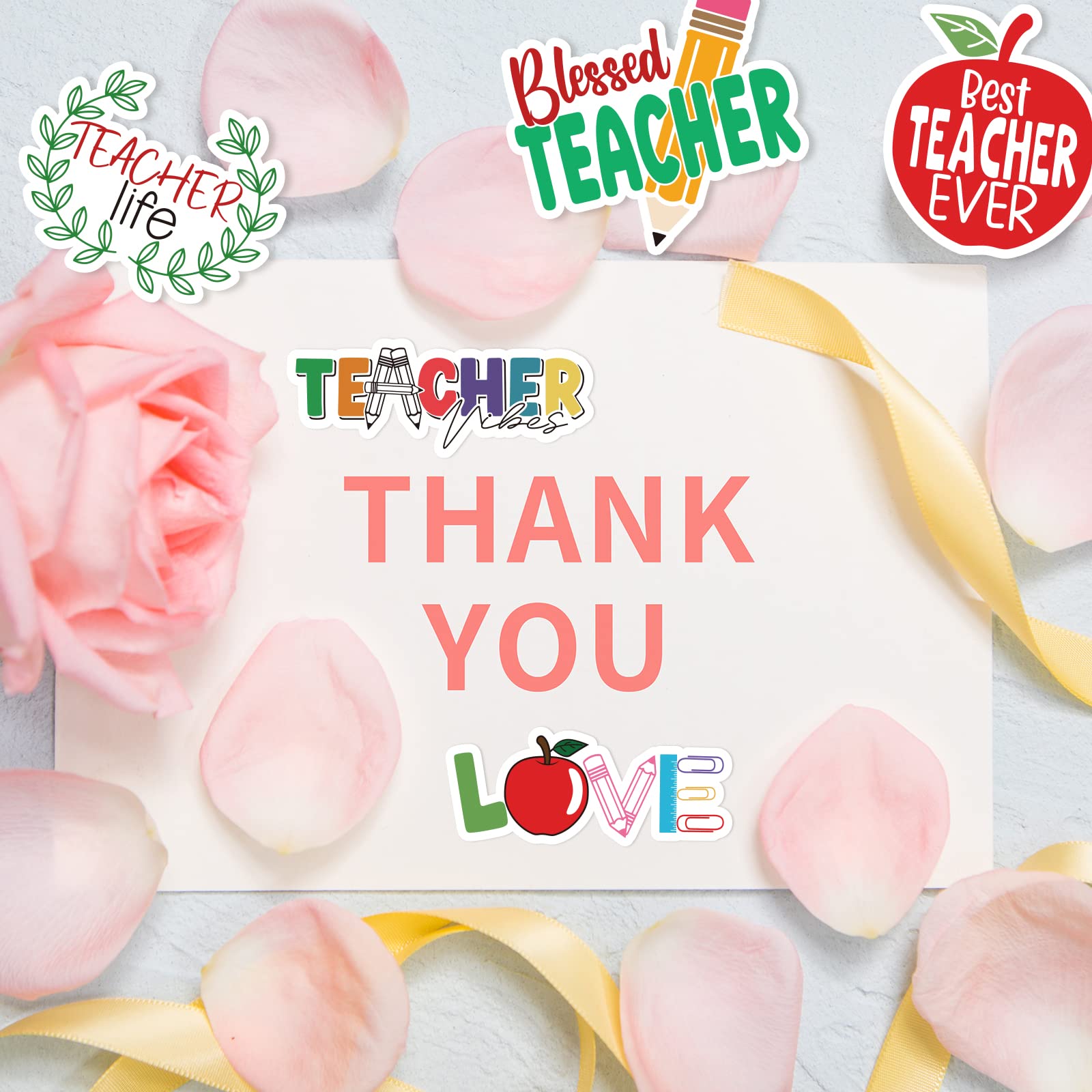Teacher Stickers Vinyl Waterproof Teacher Appreciation Gifts for Laptop Water Bottle Back to School Supplies 100Pcs