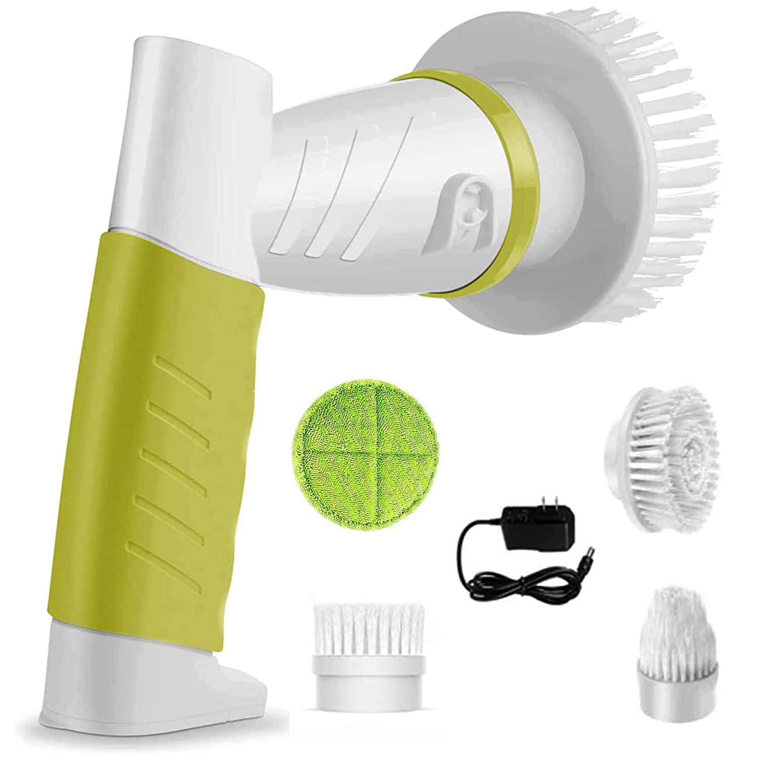 RONNA Electric Spin Scrubber Cordless and Rechargeable Bathroom/Shower Cleaning Brush for Wall/Tile Floor//Bathtub/Toilet/Bathroom/Window with 4 Replaceable Cleaning Brush Heads