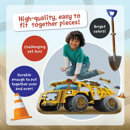 Peaceable Kingdom Giant Floor Puzzles with Uniquely Fun Shaped Pieces for Kids Ages 3+ Gifts for Boys and Girls - Dump Truck