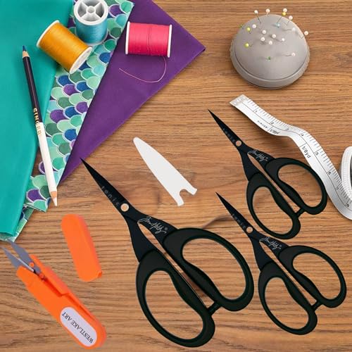 TONIC STUDIOS Tim Holtz Tonic Scissors, 1.06 oz, Bundle with Westlake Art Embroidery Scissors - Precision Cutting, Micro-Serrated Edge, Titanium Coated, for Crafting & Sewing (Pack of 2)