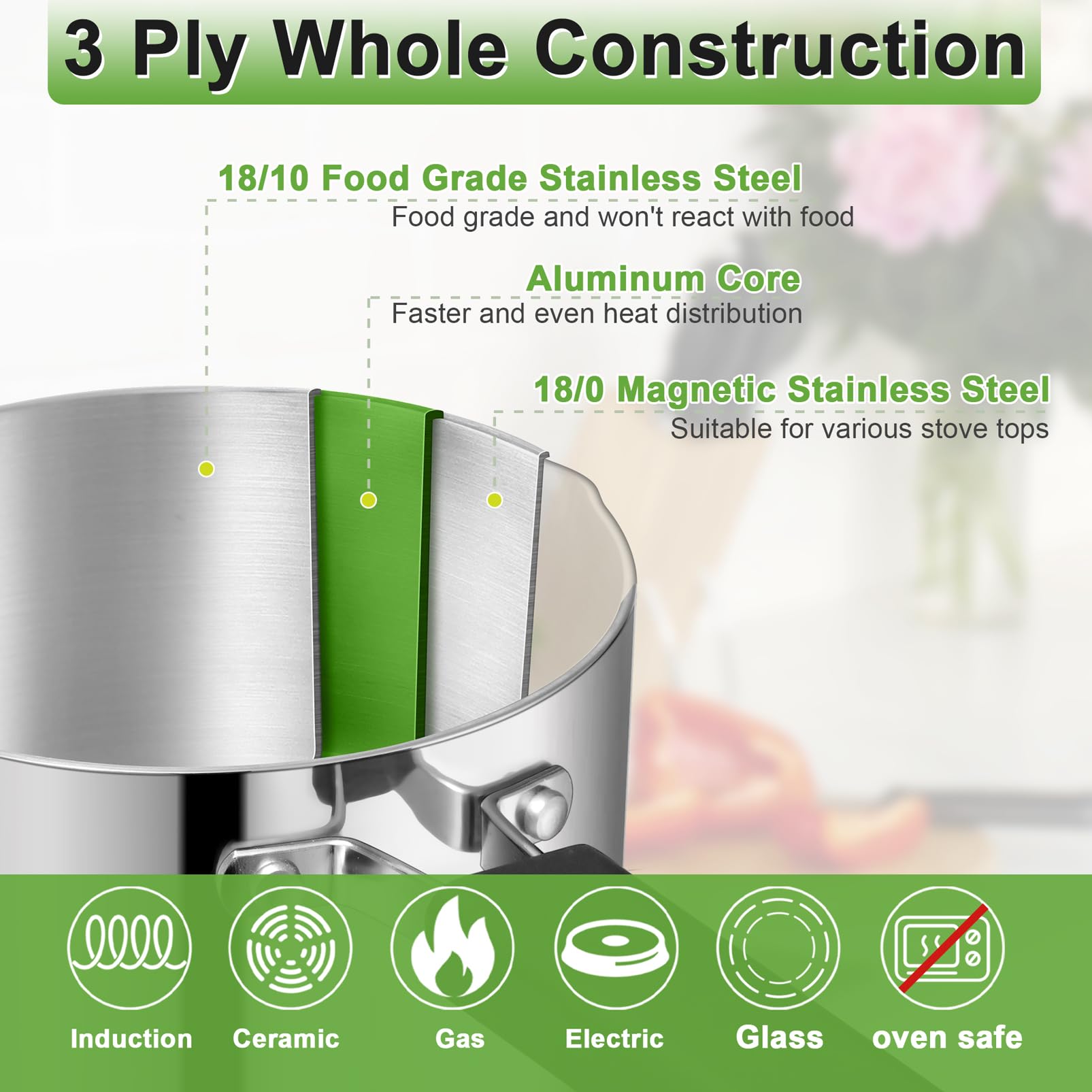 TeamFar 1 Quart Saucepan, Stainless Steel Tri-Ply Small Sauce Milk Pan with Heatproof Handle for Cooking/Boiling/Simmering, For Induction/Gas/Electric, Healthy & Heavy Duty, Dishwasher Safe