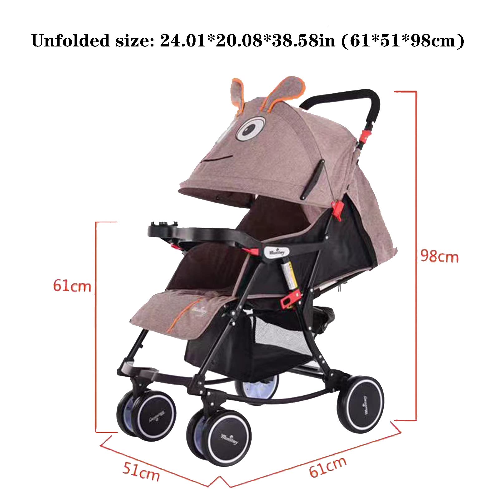 SGSDG Two-Way Push Stroller, high-View Foldable Stroller, Variable Rocking Chair, Four-Wheel Brake Function, with roof, one-Button Folding,Blue,not Reversible