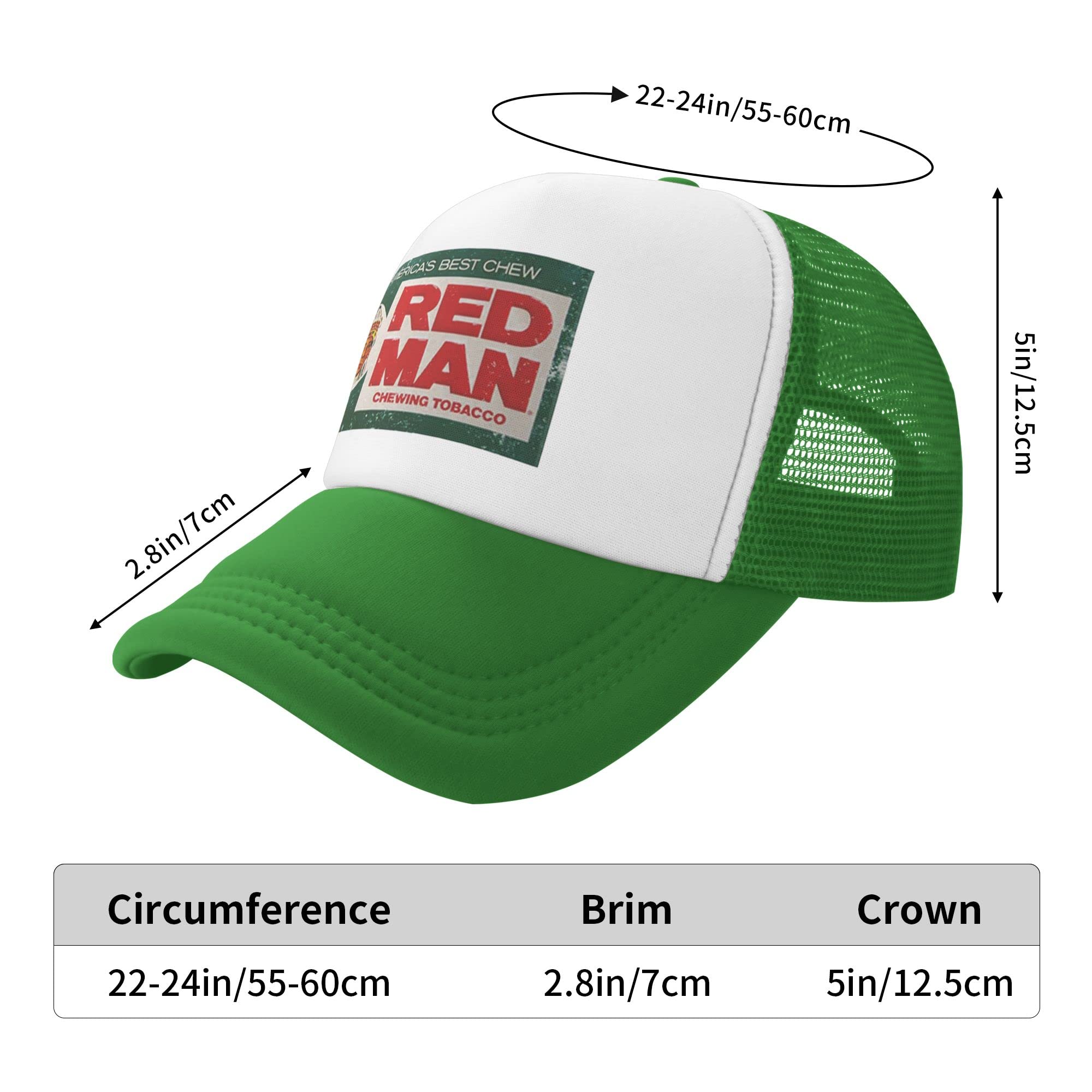 Red Man Chewing Vintage Style Trucker Hat Redman Retro Classic Snapback Cap Green