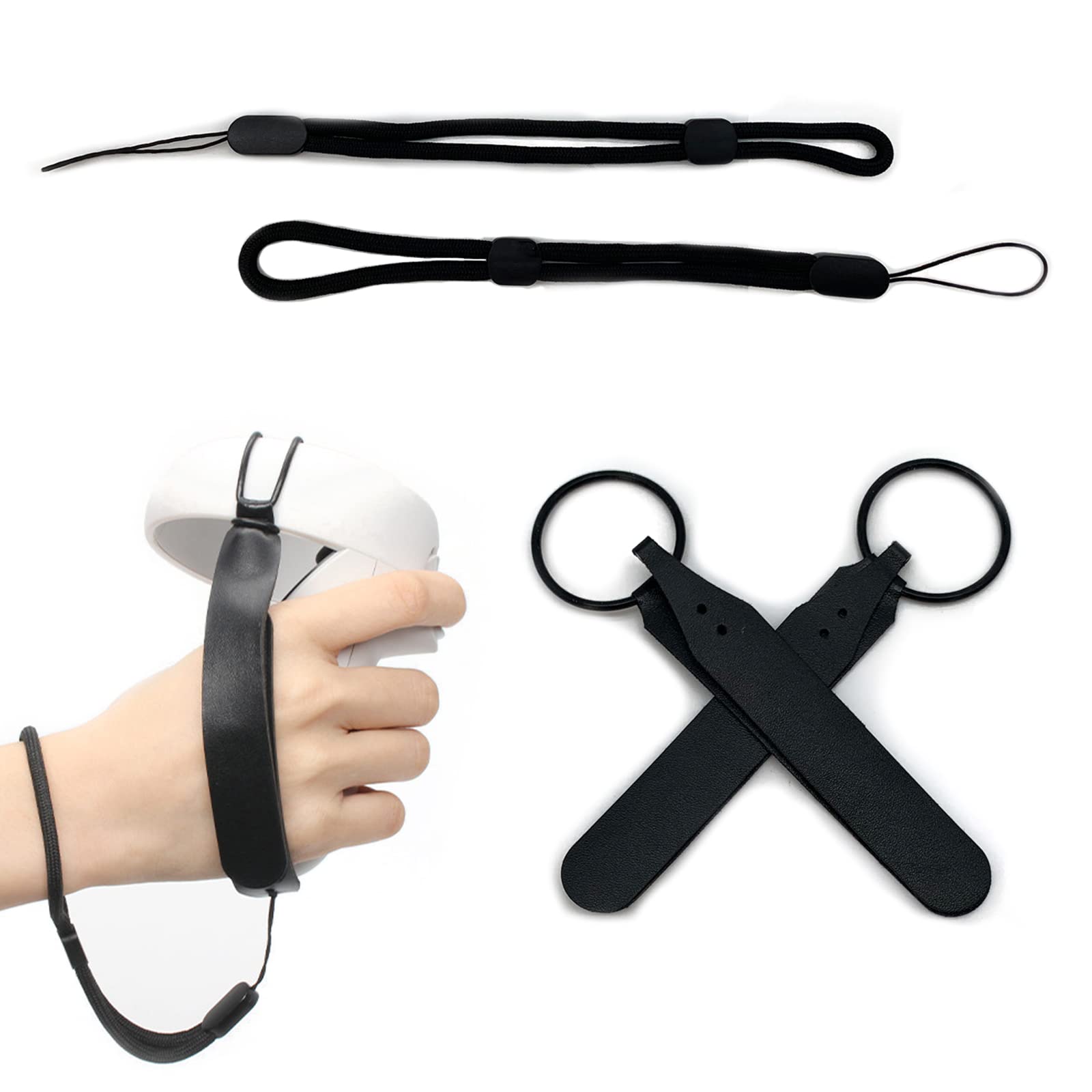 Knuckle Strap for Oculus Quest 2,Adjustable Knuckle Strap for Oculus Quest 2 VR Fixed Accessories Touch Controller Grip Accessories with Adjustable Wrist Strap(Black)