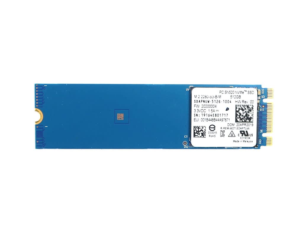 Solid State Drive SDAPNUW-512G-1004 Compatible Replacement Spare Part for Western Digital SN520 SDAPNUW-512G 512GB PCI Express 3.0 x2 TLC NVMe M.2 2280 Internal SSD