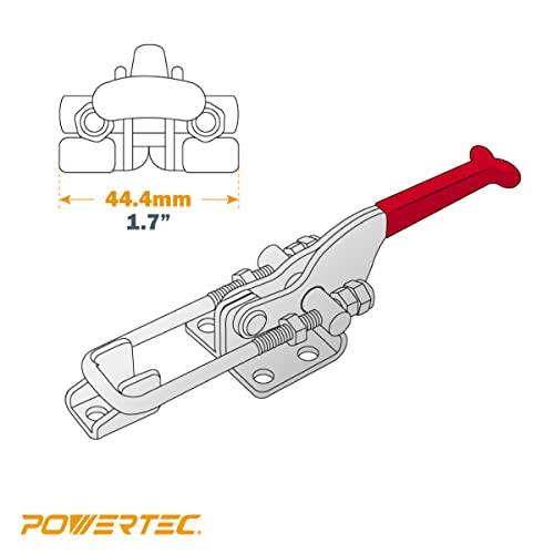 POWERTEC 2PK Toggle Clamp, 700 lbs Holding Capacity, 431 Adjustable U Bolt Latch w/Antislip Hand Grip for Woodworking Jigs & Fixtures, Smoker, Tire Carrier, Tool Box, Cabinet, Truck (20307-P2)