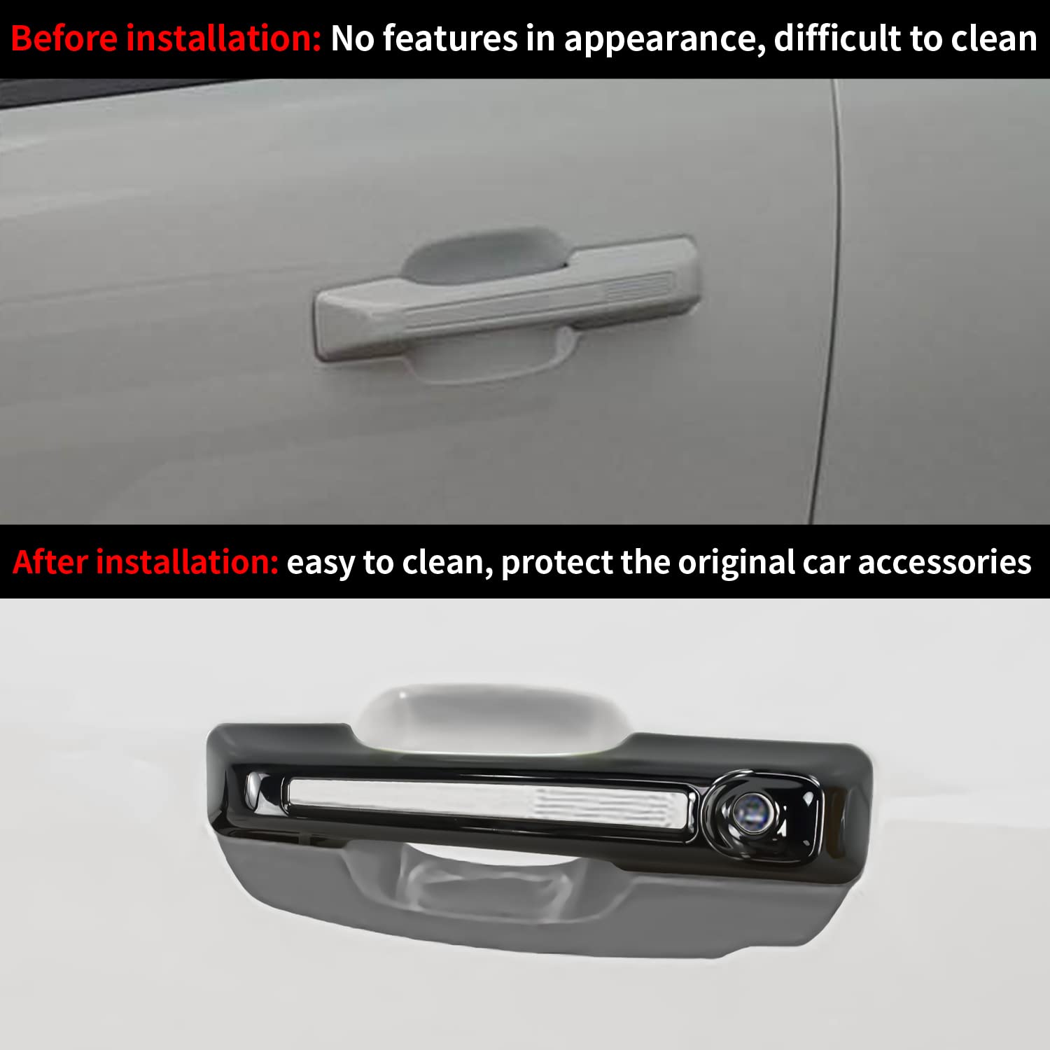 LONGDING Door Handle Covers Trim for 2021 2022 Ford Bronco Sport Car Exterior Door Handle Accessories Front Emblem Badge Cover Trim ABS Smooth Black 4PCS