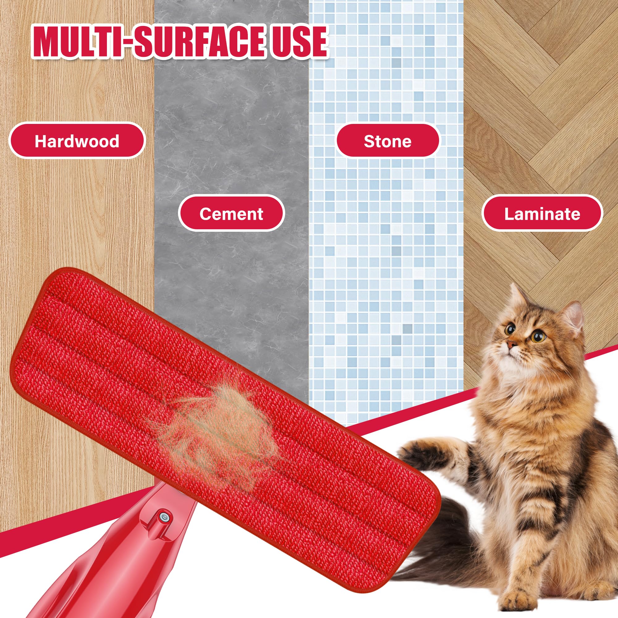 Spray Wet Mops for Hardwood Floor Cleaning - EXEGO Microfiber Dry Dust Spray Mop with Washable Pads fit for Swiffer PowerMop, Wet Jet Mop Flat Floor Mop with Sprayer for Wood Laminate Ceramic Tiles