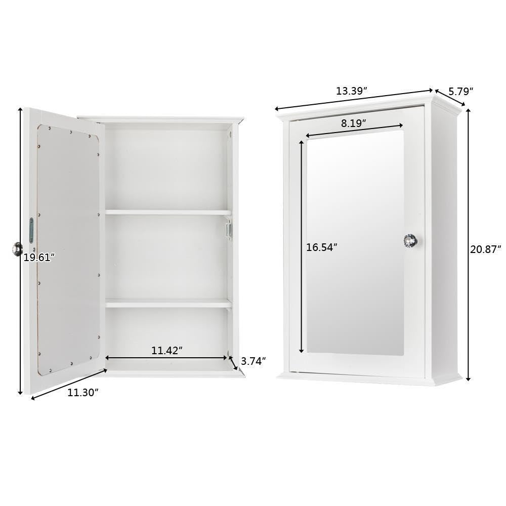 Wall-Mounted Bathroom Cabinet - Modern Storage Organizer with Mirrored Door for Laundry and Kitchen
